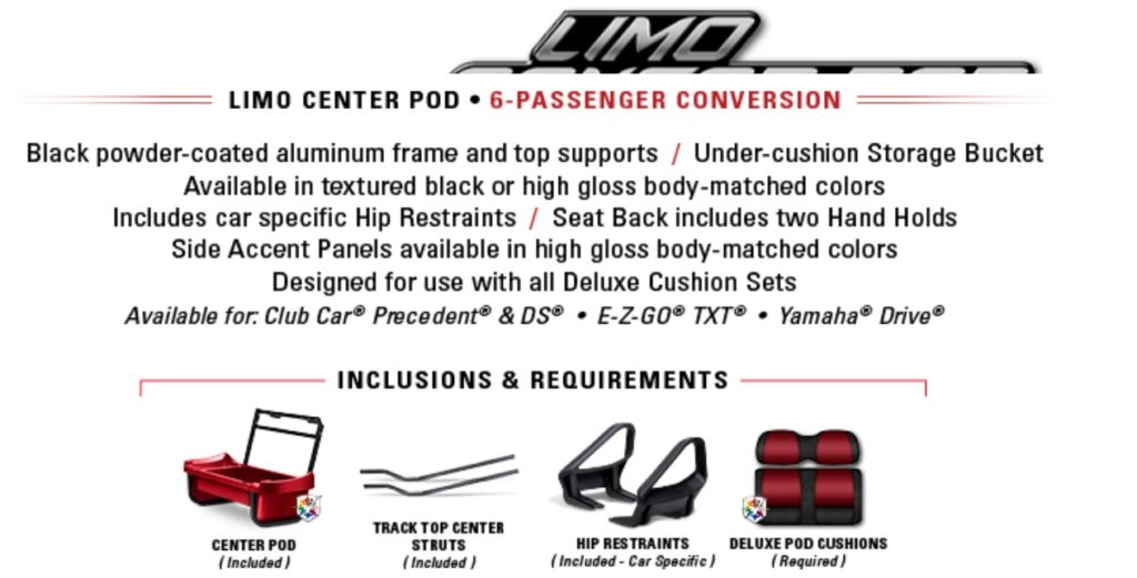 Stretched Golf Cart Seat Pod Kit All Colors For Sale - SWING BUGGYS ...